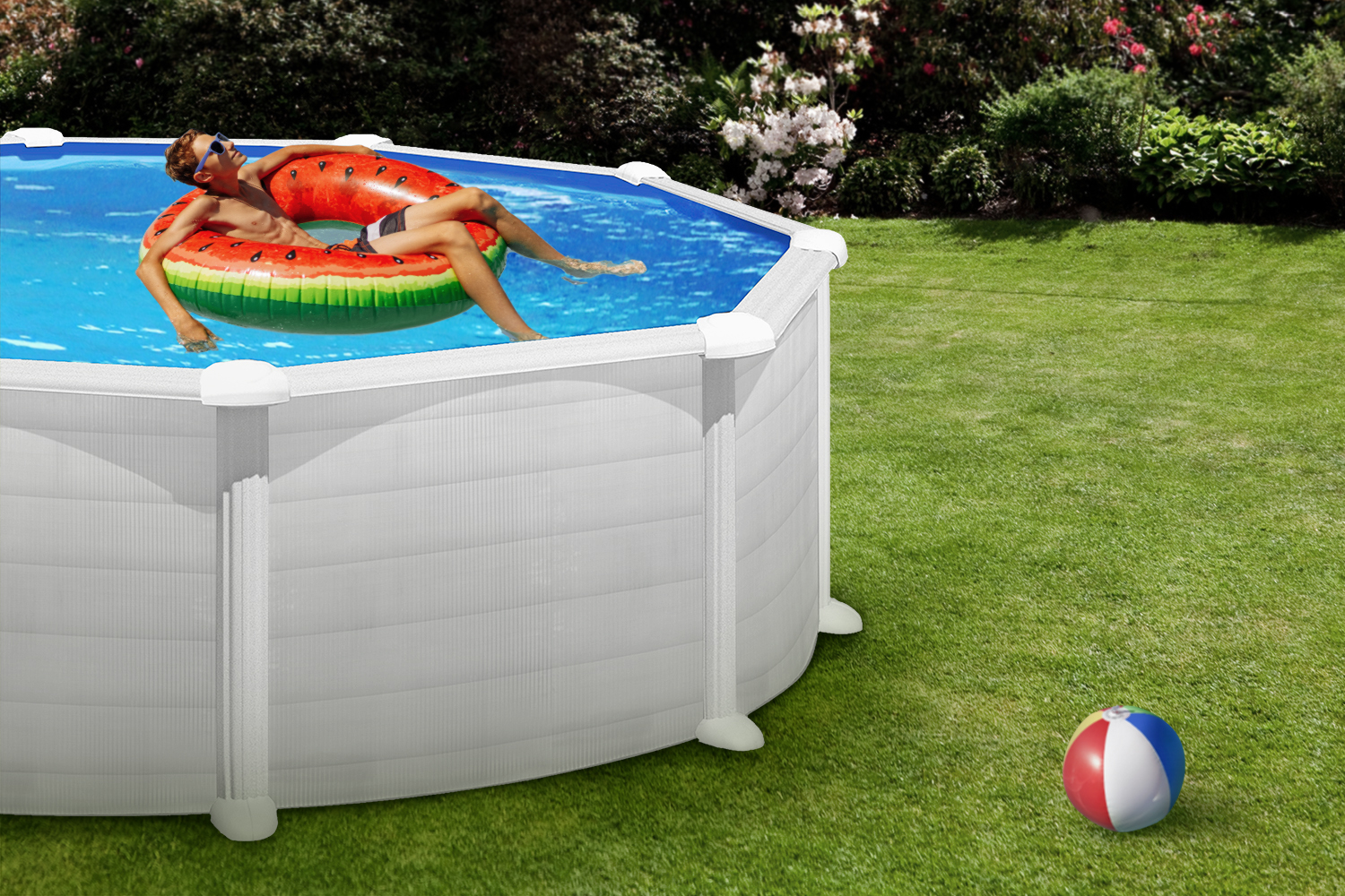 Basic Pool Pyöristää Ø350 x 132 cm, Valkoinen