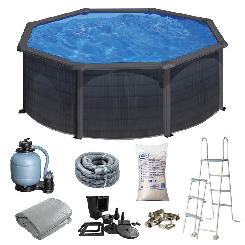 Basic Pool Pyöristää Ø350 x 132 cm, Musta grafiitti