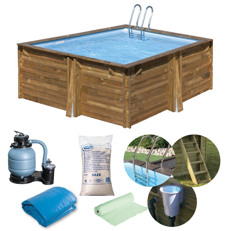 Square Wood Pool 305 x 305 x 119 cm